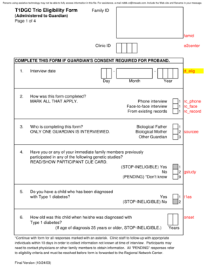 Fillable Online niddkrepository T1DGC Trio Eligibility Form - NIDDK ...