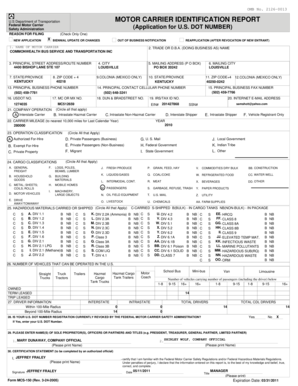 Fillable Online 2126-0013 MOTOR CARRIER IDENTIFICATION REPORT U Fax ...