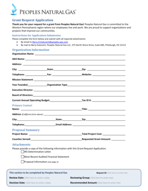 Fillable Online Grant Request Application - Peoples Natural Gas Fax ...