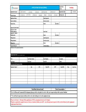 Fillable Online Application for Gas Service - Peoples Natural Gas Fax ...