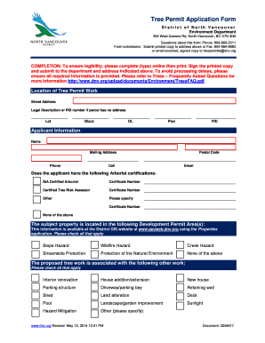 Fillable Online dnv Tree Permit Application Form - District of North ...