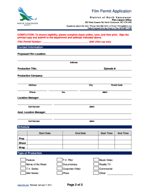 Fillable Online dnv 1. Film Permit Application - District of North ...