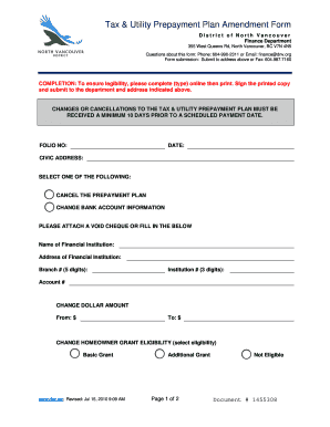 Fillable Online dnv Tax & Utility Prepayment Plan Amendment Form Fax Email Print - pdfFiller