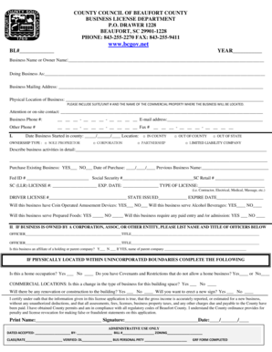 Fillable Online co beaufort sc Business Information Form - Beaufort County - co beaufort sc Fax ...