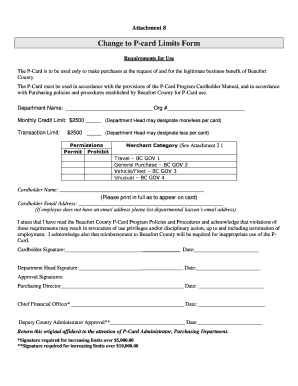 Fillable Online co beaufort sc Change to P-card Limits Form - Beaufort County - co beaufort sc ...