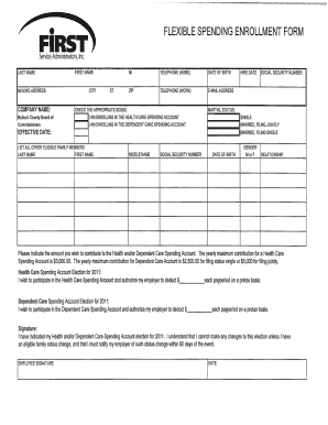 Fillable Online staff bullochcounty Flexible spending enrollment form ...