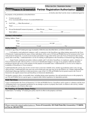 Fillable Online greenwichct Geese Partner Form - Town of Greenwich ...