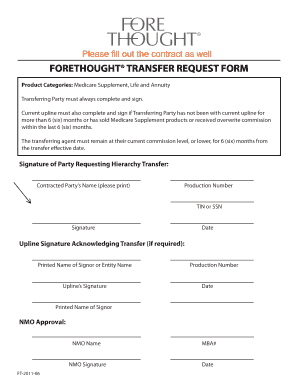 Fillable Online naaip FORETHOUGHT TRANSFER REQUEST FORM - Naaip.org ...