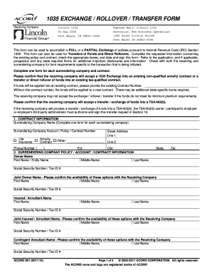 Fillable Online 1035 EXCHANGE / ROLLOVER / TRANSFER FORM - Beneflex ...