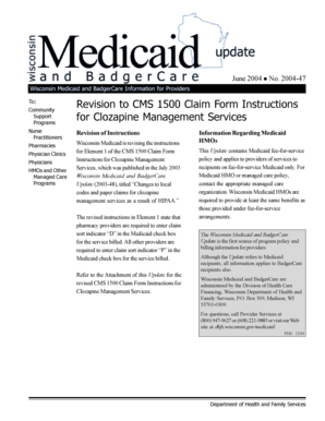 Fillable Online forwardhealth wi Revision to CMS 1500 Claim Form ...