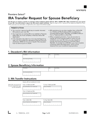 Fillable Online Premiere Select IRA Transfer Request Form for Spouse ...