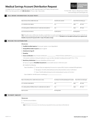 Fillable Online Medical Savings Account Distribution Request Fax Email Print - pdfFiller