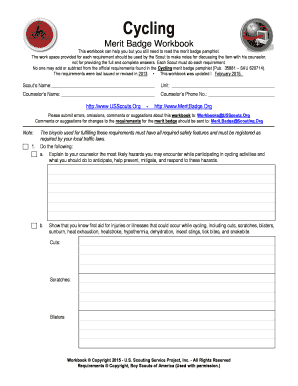 Fillable Online usscouts Cycling Worksheet - US Scouting Service ...
