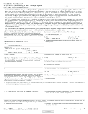 Fillable Online Application for Delivery of Mail Through Agent - Postal ...
