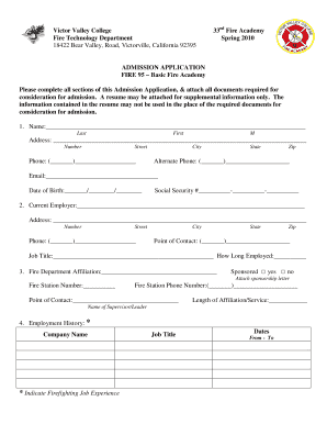 Fillable Online vvc Fire Technology Department Fax Email Print - pdfFiller