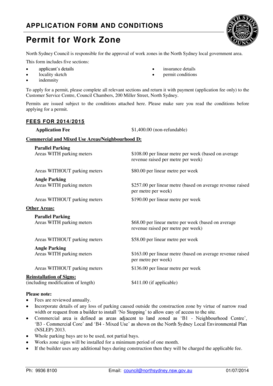 Fillable Online Permit for Work Zone - North Sydney Council Fax Email ...