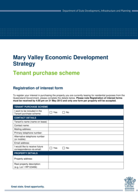 Fillable Online Tenant purchase scheme - Registration of interest form ...
