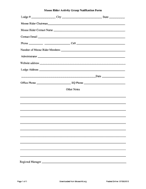 Fillable Online mooseintl Moose Rider Activity Group Notification Form ...