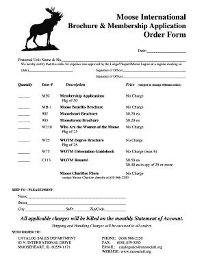 Fillable Online mooseintl Moose International Order Form Fax Email ...