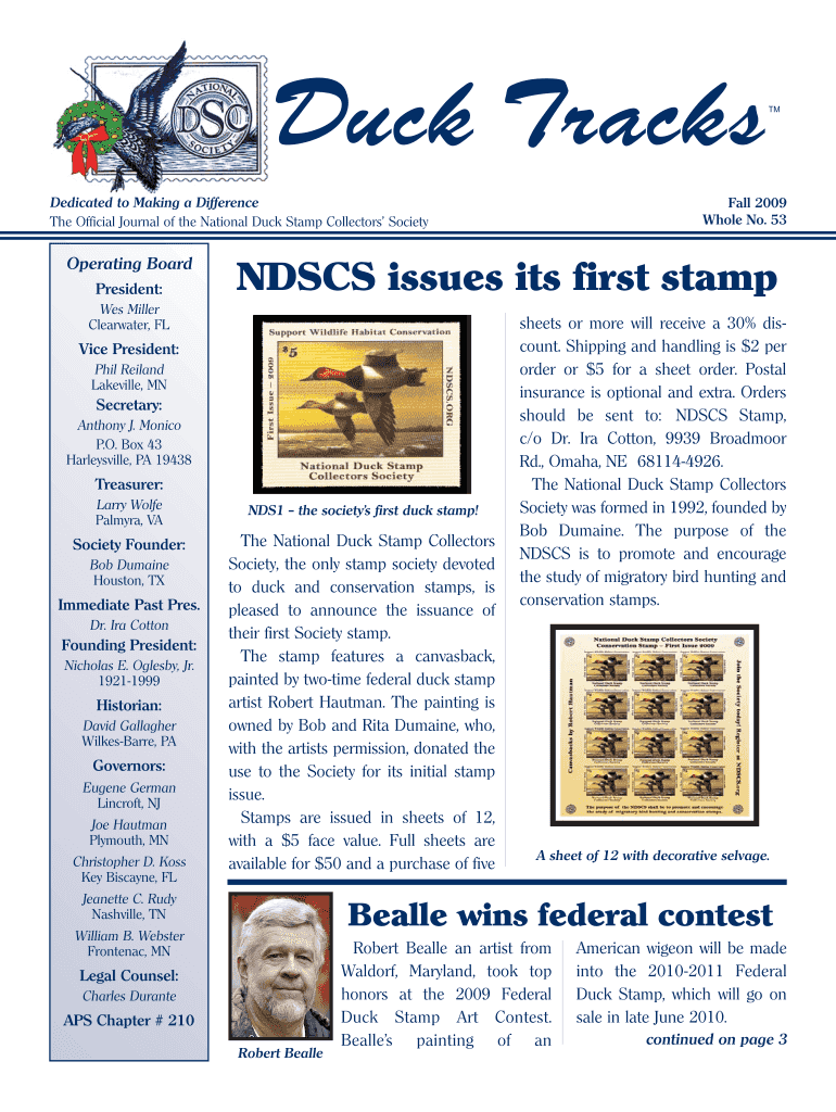 Fillable Online No 53.qxp - National Duck Stamp Collectors Society Fax ...