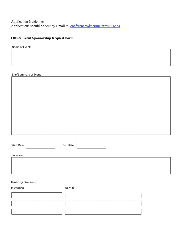 Fillable Online Applications should be sent by e mail to conferencesperimeterinstitute Fax Email ...