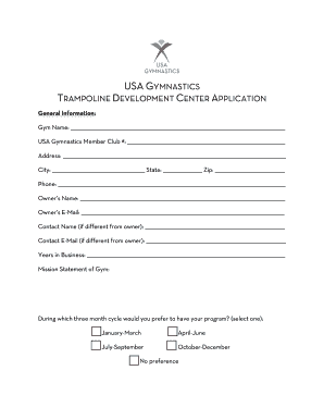 Fillable Online usagym TDC Application - USA Gymnastics Fax Email Print - pdfFiller