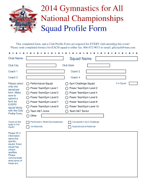 Fillable Online usagym 2014 Gymnastics for All National Championships ...