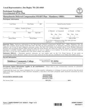 Fillable Online middlesex mass OBRA Smart Plan Form - Middlesex Community College - middlesex ...