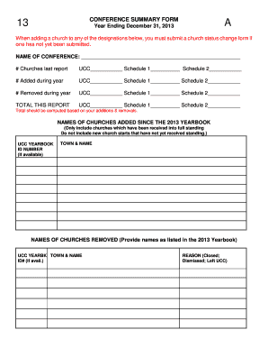 Fillable Online ucc CONFERENCE SUMMARY FORM Fax Email Print - pdfFiller