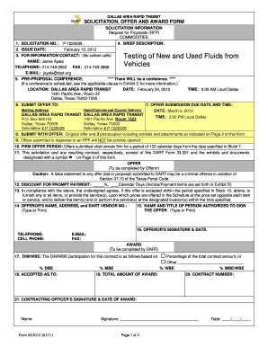 Fillable Online dart DALLAS AREA RAPID TRANSIT SOLICITATION, OFFER AND ...