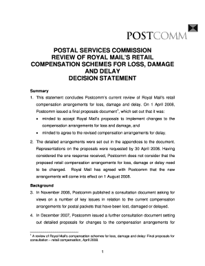 Fillable Online Postal services commission review of royal mail's ...