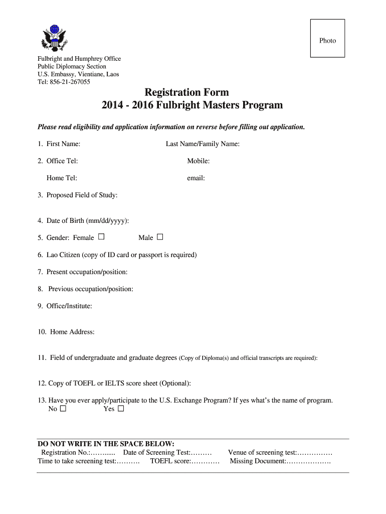 Fillable Online photos state Master Study Fulbright Application form 2014-2016.DOC Fax Email ...