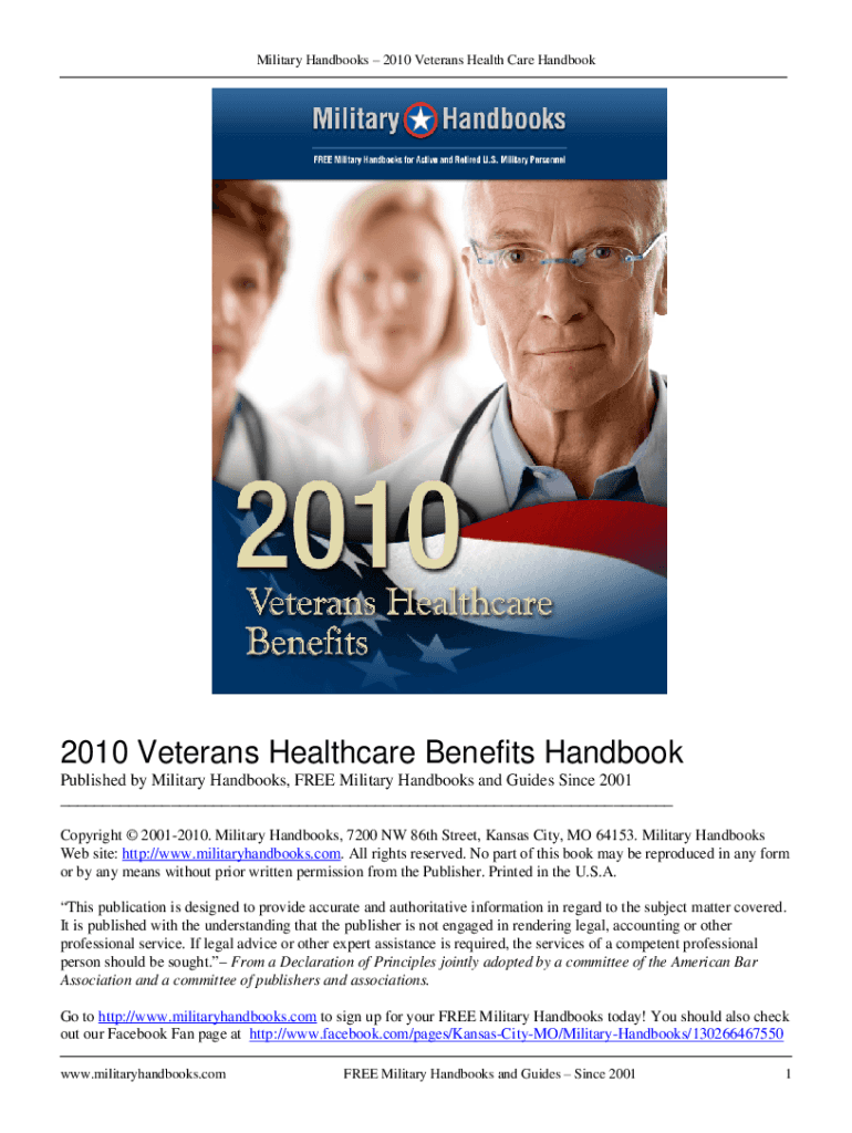 Fillable Online 2010 Veterans Healthcare Benefits Handbook Published by ...