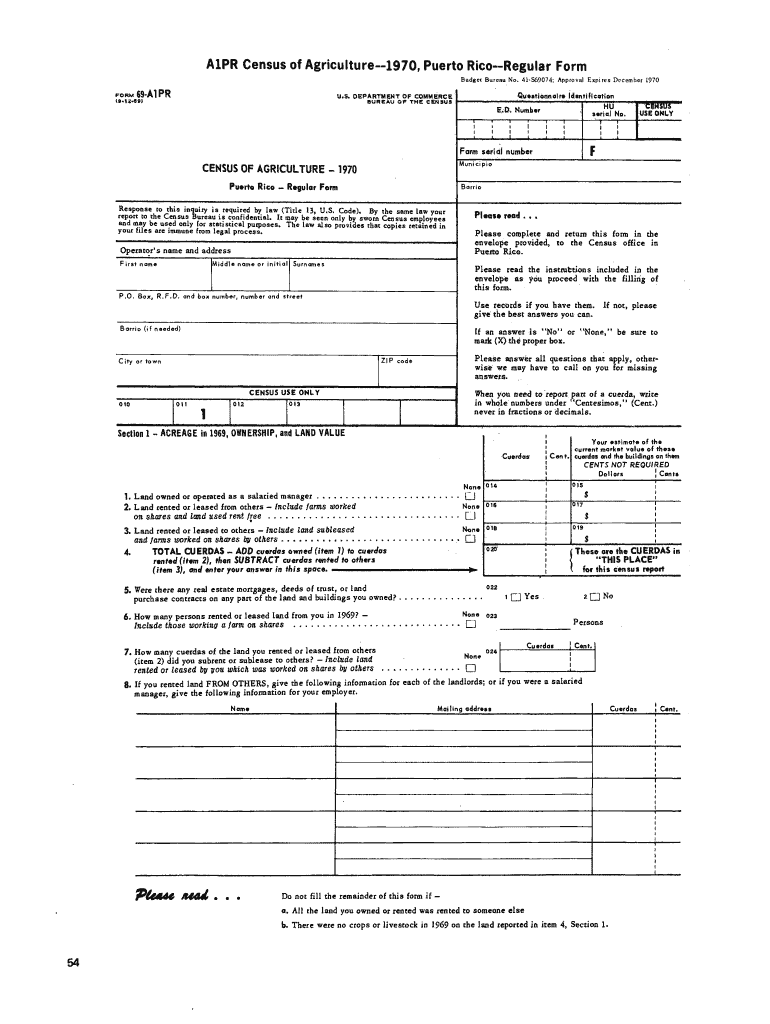 Fillable Online usda mannlib cornell 1970, Puerto Rico - Regular Form ...