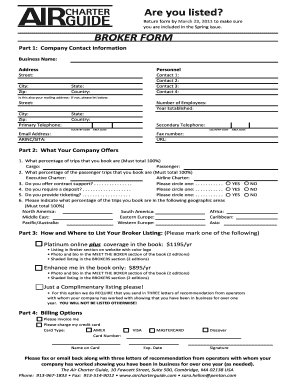 Fillable Online Are you listed? BROKER FORM Fax Email Print - pdfFiller
