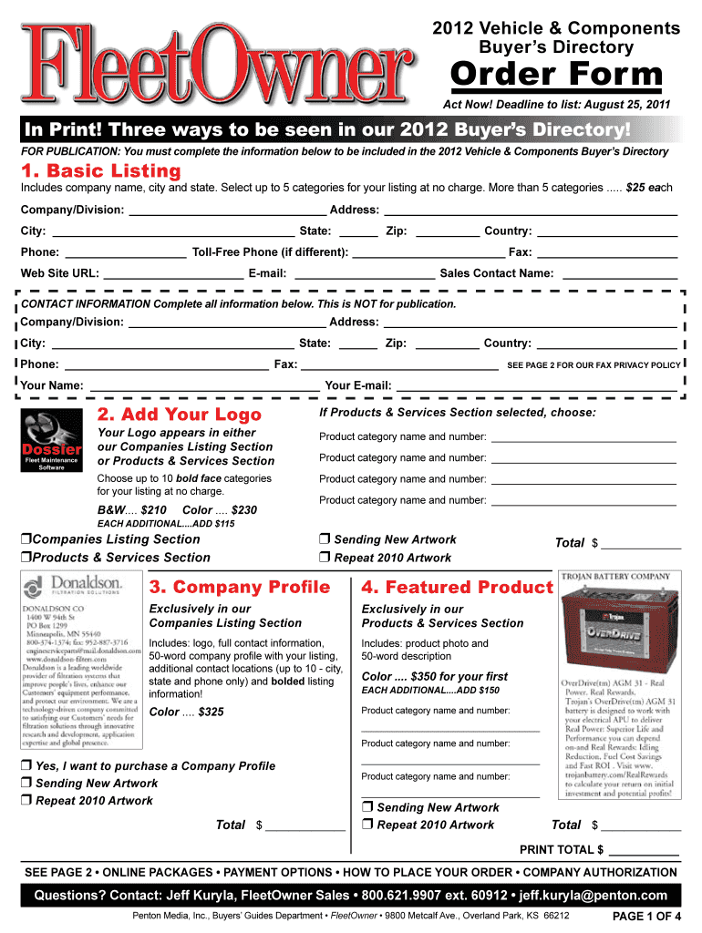 Fillable Online Order Form - See the online version of this email Fax ...