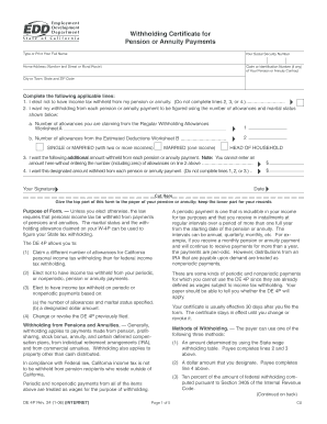 Fillable Online sdcounty ca Withholding Certificate for Pension or ...