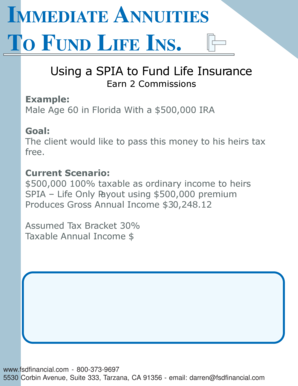 Fillable Online SPIA to Fund Life - FSD Financial Service Fax Email ...