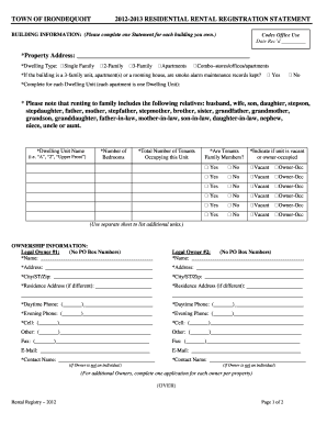 Fillable Online 2012-2013 RESIDENTIAL RENTAL REGISTRATION STATEMENT Fax ...