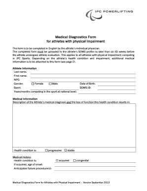 Fillable Online paralympic 2013 IPC Powerlifting Medical Diagnostics ...