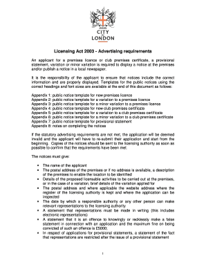Fillable Online Licensing Act 2003 - Advertising requirements Licensing ...