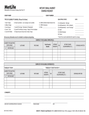 Fillable Online idahoagc MetLife Change Form - Idaho AGC Fax Email ...