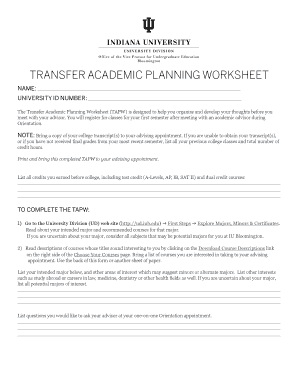 Academic Planning Worksheet | pdfFiller