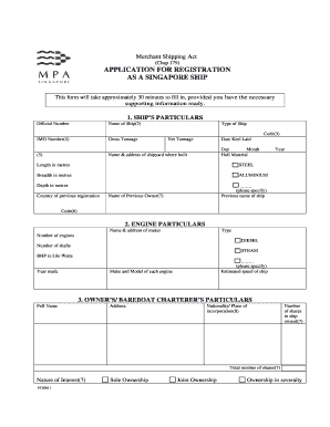 Fillable Online BAPPLICATIONb FOR REGISTRATION AS A SINGAPORE SHIP ...