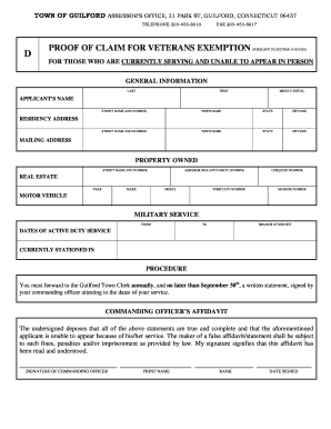 Fillable Online ci guilford ct FORM D UNABLE TO APPEAR - ci guilford ct ...