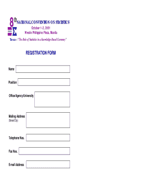 Fillable Online REGISTRATION FORM 8th NATIONAL CONVENTION ON ... - NSCB ...