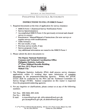 Fillable Online Instructions to fill-in SSRCS Form 1 - NSCB Fax Email ...