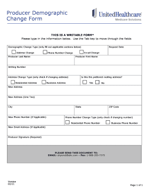 Fillable Online Producer Demographic Change Form Fax Email Print ...