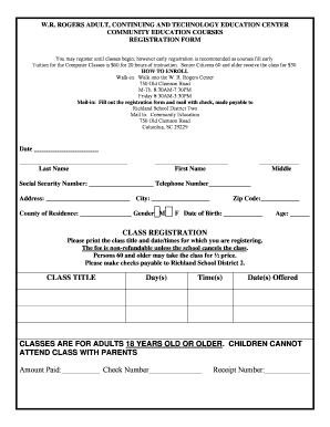 Fillable Online richland2 Community Registration Form - Richland School ...