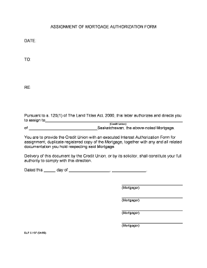 Fillable Online Assignment of Mortgage Authorization Form - Spectra ...